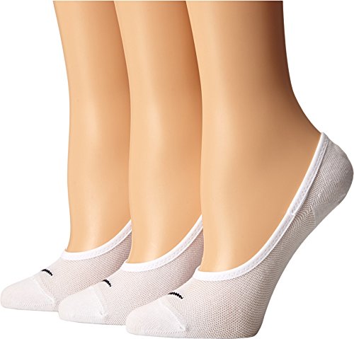 Nike Everyday Lightweight Footie Training Socks, Nike Socks Women, White/Black (3 Pair), M