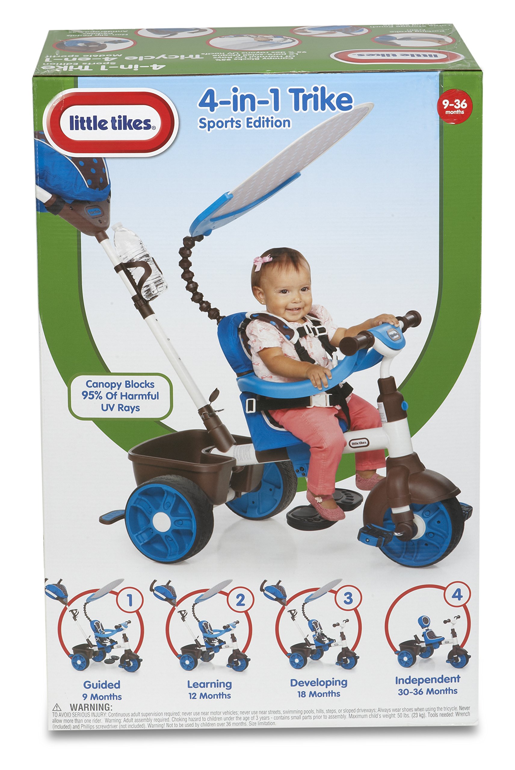 Little Tikes 4-in-1 Trike Ride On, Blue/White, Sports Edition