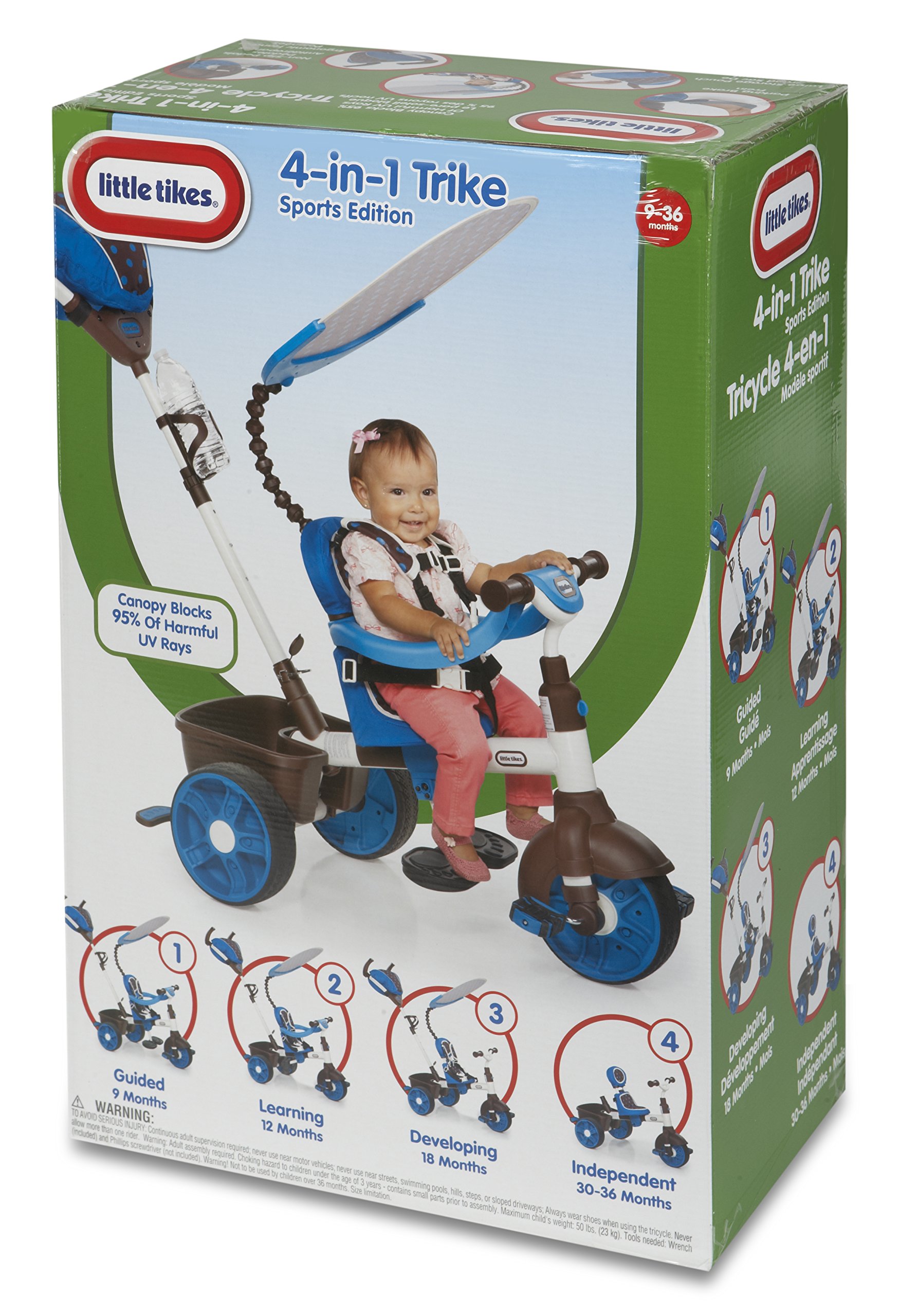 Little Tikes 4-in-1 Trike Ride On, Blue/White, Sports Edition