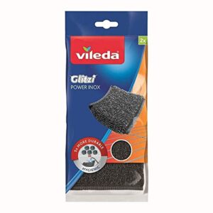 vileda glitzi power inox steel sponge for stubborn dirt, 2 pieces