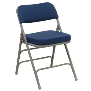 flash furniture hercules series metal folding chairs with cushioned seat, fabric upholstered event chairs with 300-lb. static weight capacity, set of 2, navy