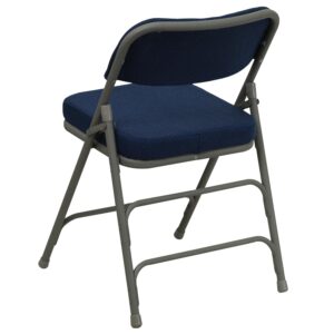 Flash Furniture Hercules Series Metal Folding Chairs with Cushioned Seat, Fabric Upholstered Event Chairs with 300-lb. Static Weight Capacity, Set of 2, Navy