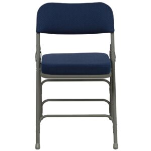 Flash Furniture Hercules Series Metal Folding Chairs with Cushioned Seat, Fabric Upholstered Event Chairs with 300-lb. Static Weight Capacity, Set of 2, Navy