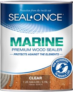 seal-once marine premium wood sealer - waterproof sealant - wood stain and sealer in one - 1 gallon & clear