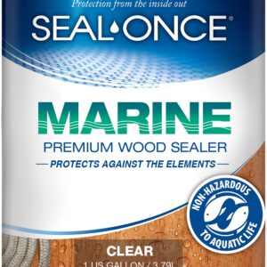 Seal-Once Marine Premium Wood Sealer - Waterproof Sealant - Wood Stain and Sealer in One - 1 Gallon & Clear