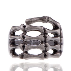 Alilang Gunmetal Tone Creepy Skeleton Hand Grasping Your Finger Statement Fashion Ring