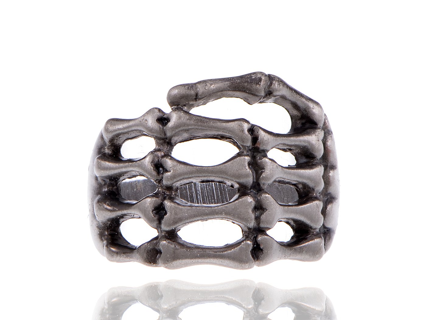 Alilang Gunmetal Tone Creepy Skeleton Hand Grasping Your Finger Statement Fashion Ring