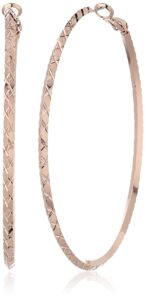 guess "basic" rose gold large diamond cut hoop earrings