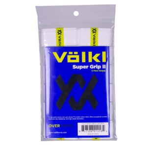 volkl super grip ii | cotton | overgrip | high performance tennis grip (white, 12 pack)