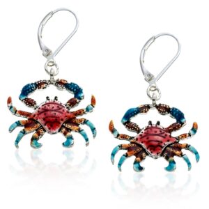 pammyj crab dangle earrings (red-blue)