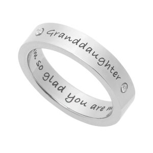 Beads & Pearls Jewelry 5mm Stainless Steel Granddaughter's Ring - Granddaughter I'm So Glad You are Mine Granddaughter's Ring with CZ, Size 9