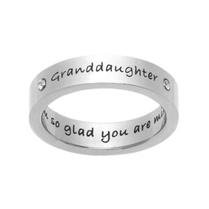 Beads & Pearls Jewelry 5mm Stainless Steel Granddaughter's Ring - Granddaughter I'm So Glad You are Mine Granddaughter's Ring with CZ, Size 9