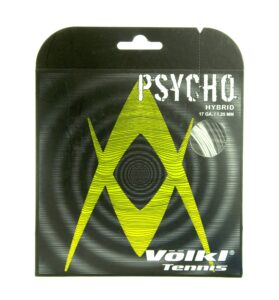 volkl psycho hybrid | tennis racquet string | power fiber ii + cyclone string | feel & spin | ten-sided co-polymer string black/silver