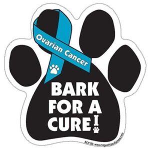 bark for a cure ovarian cancer paw support ribbon car truck & mailbox magnet