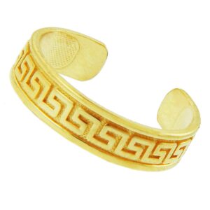 10k yellow gold adjustable band greek key mid knuckle ring