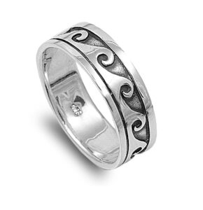 closeoutwarehouse 925 sterling silver waves of eternity bali tribal ring size 9