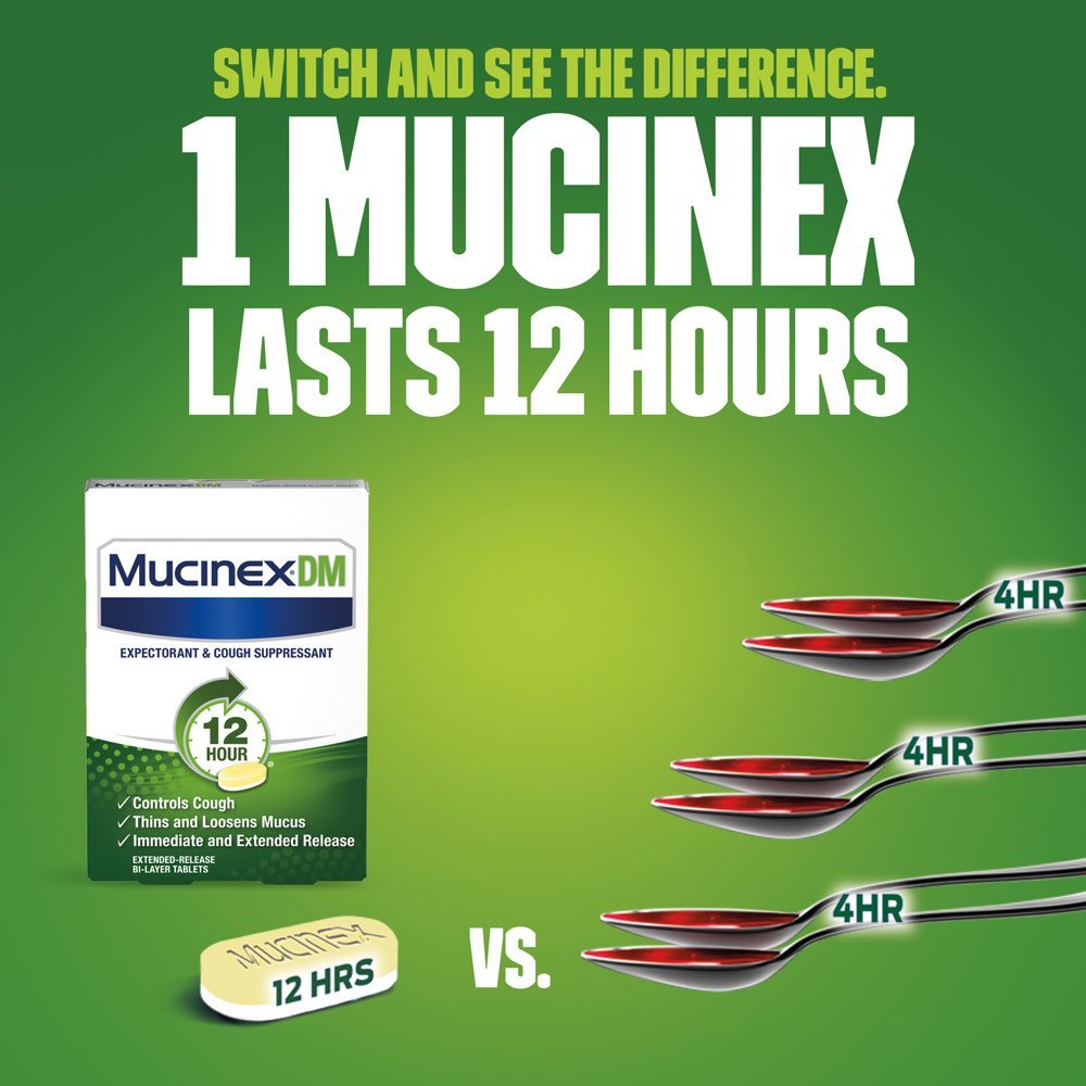 Mucinex DM 12-Hour Expectorant and Cough Suppressant Tablets, 40 ct (Pack of 3)