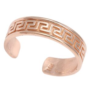 ladies 10k rose gold adjustable greek key mid knuckle ring