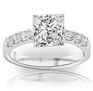 houston diamond district 1 carat princess cut classic prong set diamond engagement ring (d-e color, si1-si2 clarity), size 6