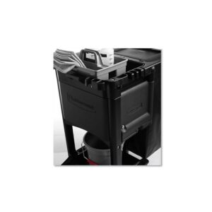 Rubbermaid Commercial Products-1861430, Executive Series Janitorial and Housekeeping Cleaning Cart with Locking Cabinet, Wheeled with Zippered Black Vinyl Bag, Black , 38" x 21.8" x 46"