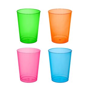 party essentials hard plastic 10-ounce party cups/drinking glasses/tall tumblers, 25-count, assorted neon