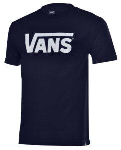 vans mens classic logo skateboard shirt-navy/white-large