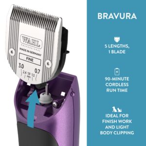 Wahl Professional Animal Bravura Lithium Ion Clipper - Pet, Dog, Cat, and Horse Corded/Cordless Clipper Kit, Purple (41870-0423)