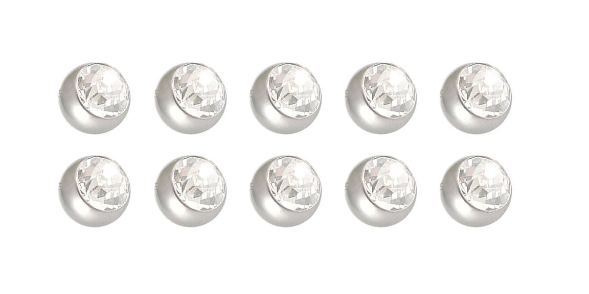 10 Replacement Belly Ring Clear Swarovski cz gem Top Ball Balls 5mm Silver 10pcs Navel Button Piercing bar Body Jewelry 14g