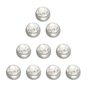 10 Replacement Belly Ring Clear Swarovski cz gem Top Ball Balls 5mm Silver 10pcs Navel Button Piercing bar Body Jewelry 14g