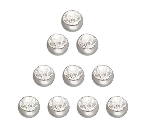 10 Replacement Belly Ring Clear Swarovski cz gem Top Ball Balls 5mm Silver 10pcs Navel Button Piercing bar Body Jewelry 14g