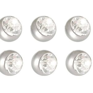 10 Replacement Belly Ring Clear Swarovski cz gem Top Ball Balls 5mm Silver 10pcs Navel Button Piercing bar Body Jewelry 14g