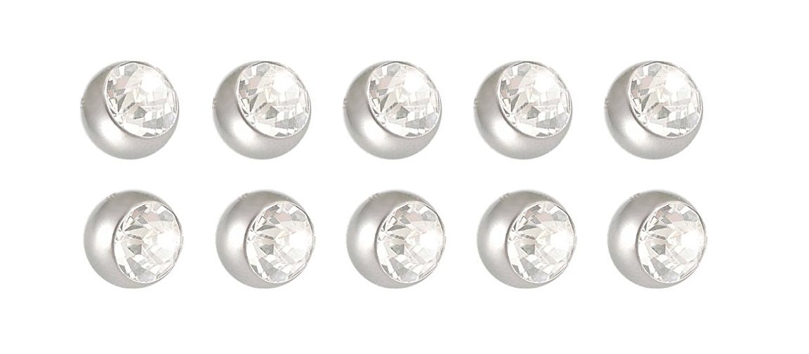 10 Replacement Belly Ring Clear Swarovski cz gem Top Ball Balls 5mm Silver 10pcs Navel Button Piercing bar Body Jewelry 14g