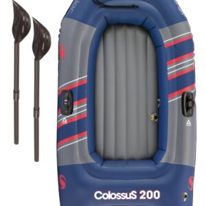 Coleman Colossus 2-Person Inflatable Boat (Oars Included), Inflatable Raft for Adults & Kids with Double Lock Valves for Fast Inflation/Deflation