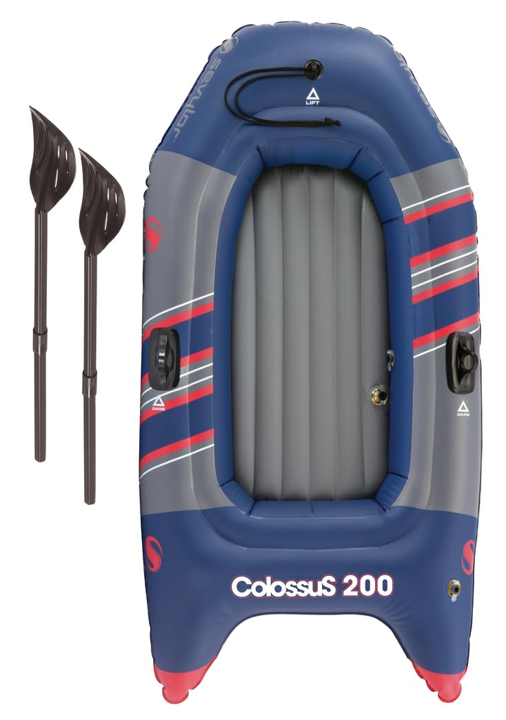 Coleman Colossus 2-Person Inflatable Boat (Oars Included), Inflatable Raft for Adults & Kids with Double Lock Valves for Fast Inflation/Deflation