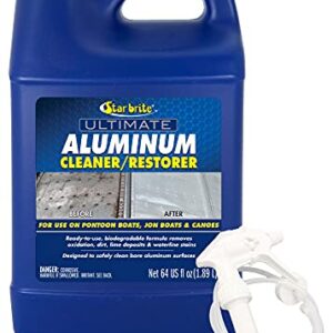 STAR BRITE Ultimate Aluminum Cleaner & Restorer - Aluminum Boat Cleaner - Perfect for Pontoon Boats, Jon Boats & Canoes 64 OZ With Sprayer (087764)