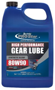 star brite pro star synthetic blend lower 80w90 unit gear lube - marine grade, high viscosity gear oil for outboard motors, 128 ounce gallon (027200)