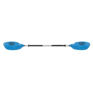 camco crooked creek kayak paddle | 3 position push-button feather settings & lightweight anodized aluminum shaft w/ reinforced asymmetrical blades | 2 pc design for boat/rv storage | 7-ft (50483)