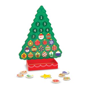 melissa & doug countdown to christmas wooden advent calendar - magnetic tree, 25 magnets , orange