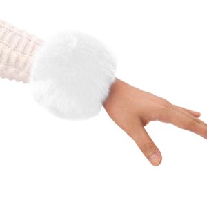 Simplicity Women's Winter Faux Fur Short Wrist Cuff Warmers (White-1)