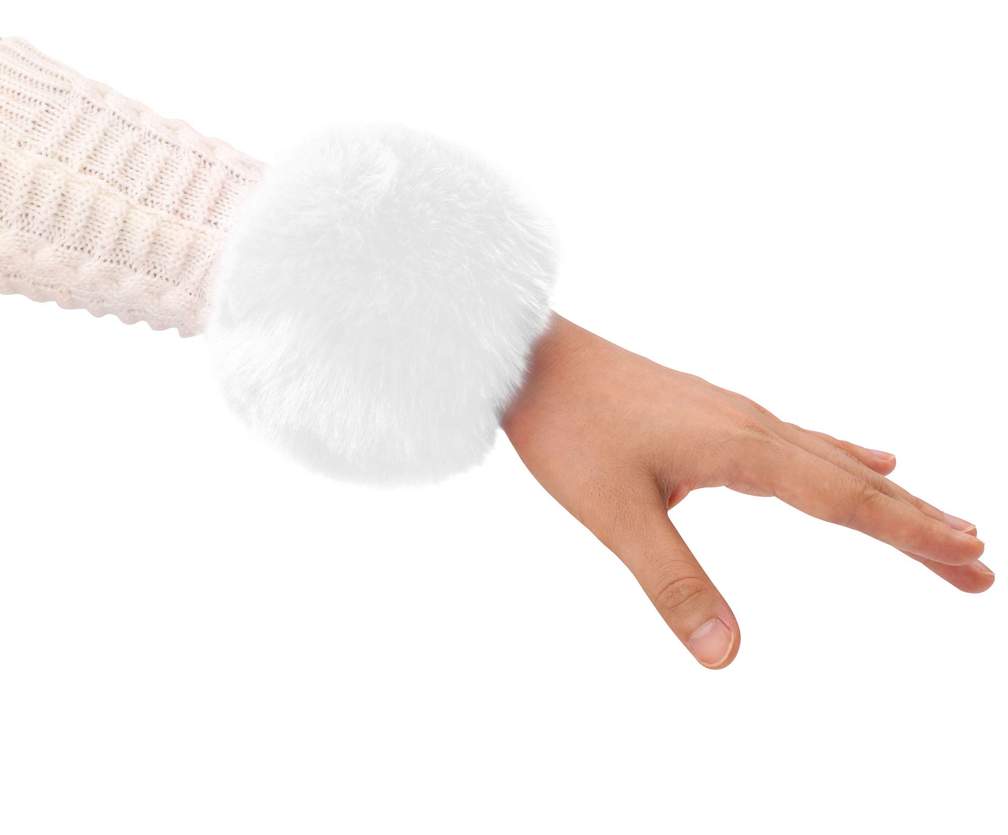 Simplicity Women's Winter Faux Fur Short Wrist Cuff Warmers (White-1)