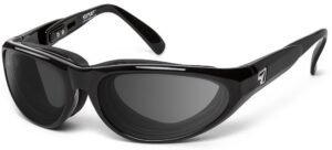 7 eye diablo | wind blocking sunglasses - glossy black, polarized gray lenses