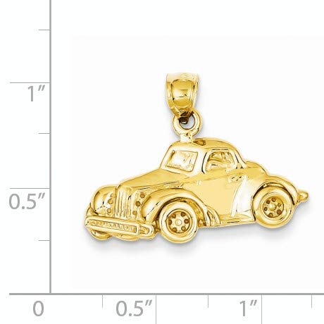 The Black Bow 14k Yellow Gold Classic Antique Car Polished Pendant