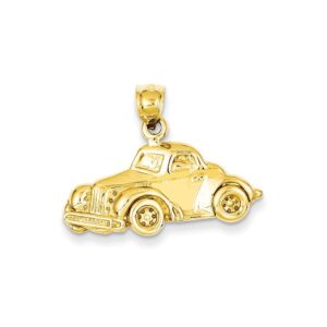 the black bow 14k yellow gold classic antique car polished pendant