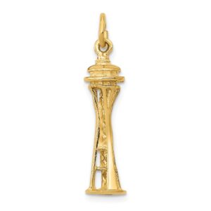 the black bow 14k yellow gold 3d seattle space needle charm