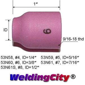 WeldingCity TIG Welding Accessory Kit Collet-Gas Lens-Ceramic Cup-Gasket-Back Cap .040"-1/16"-3/32"-1/8" for TIG Torch 9, 20 and 25 Series Lincoln Miller Hobart ESAB Weldcraft CK AHP (T32)