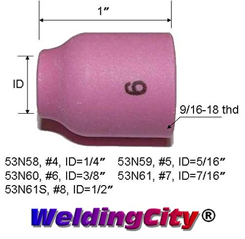 WeldingCity TIG Welding Accessory Kit Collet-Gas Lens-Ceramic Cup-Gasket-Back Cap .040"-1/16"-3/32"-1/8" for TIG Torch 9, 20 and 25 Series Lincoln Miller Hobart ESAB Weldcraft CK AHP (T32)