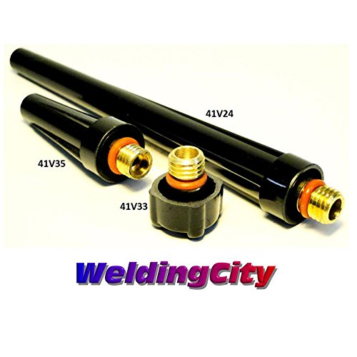 WeldingCity TIG Welding Accessory Kit Collet-Gas Lens-Ceramic Cup-Gasket-Back Cap .040"-1/16"-3/32"-1/8" for TIG Torch 9, 20 and 25 Series Lincoln Miller Hobart ESAB Weldcraft CK AHP (T32)