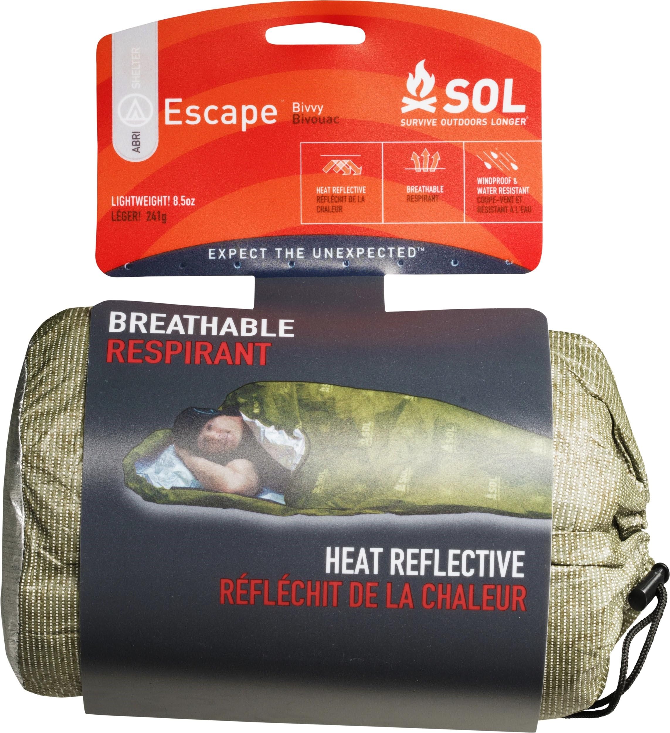 S.O.L. Survive Outdoors Longer SOL Escape Bivvy with Hood - Green - 42gsm