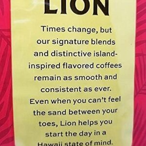 Lion Coffee Premium Gold Roast Whole Bean Coffee, 10% Kona Blend, Medium-Light Roast, A Taste of Aloha - 24 Ounce Bag