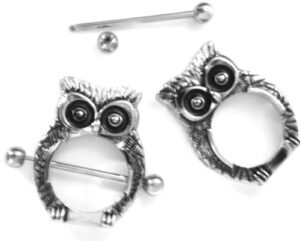 nipple ring bars owl body jewelry shield 14 gauge 1'' bar body accentz®